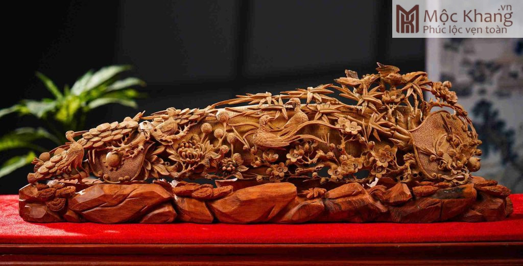 Tượng Chim Gỗ Hoàng Đàn Cao 19 Ngang 60 Sâu 10 (cm) - Mộc Khang