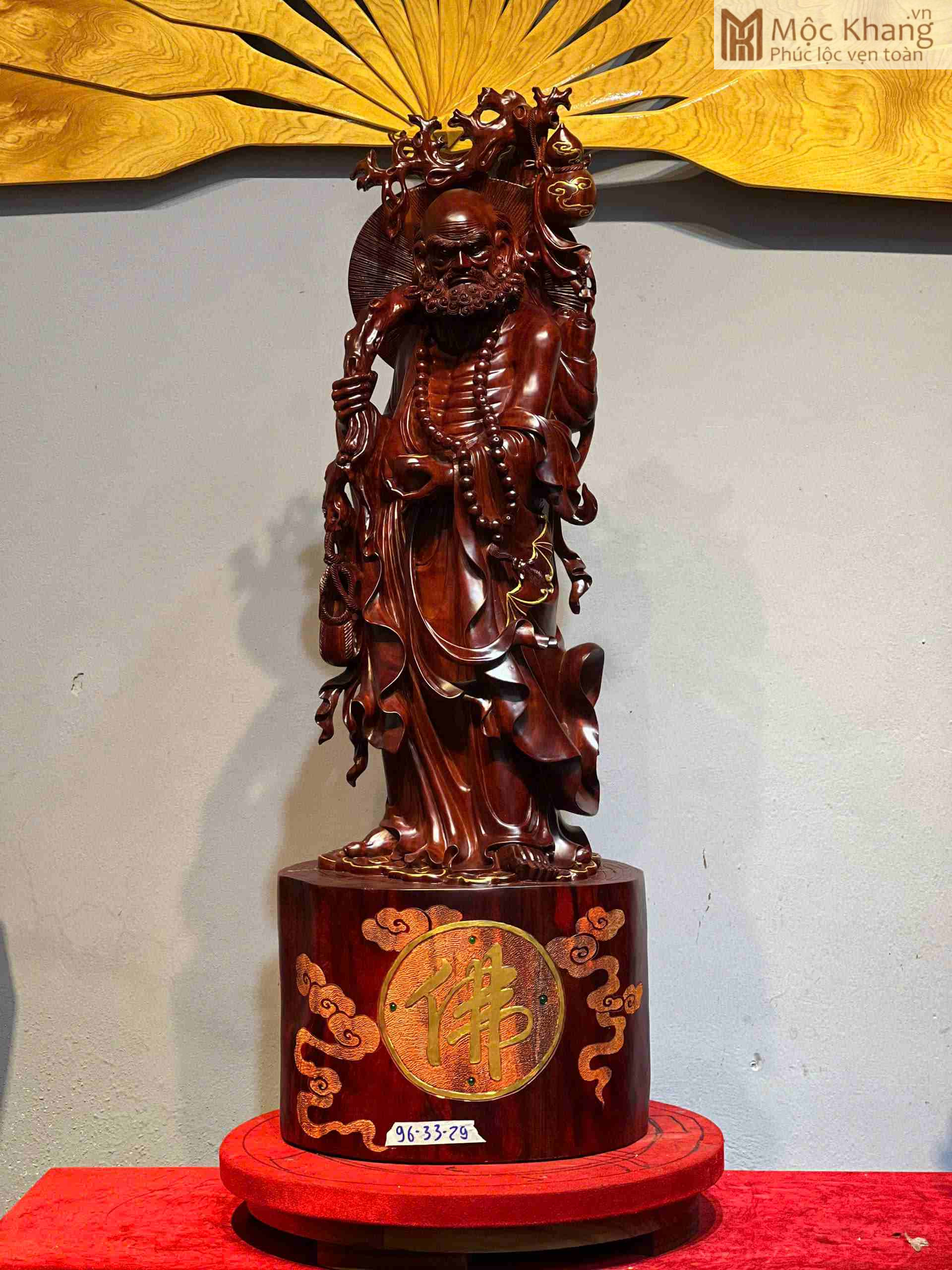 Tượng Đạt Ma Sư Tổ Gỗ Tử Đàn Đỏ - Mộc Khang