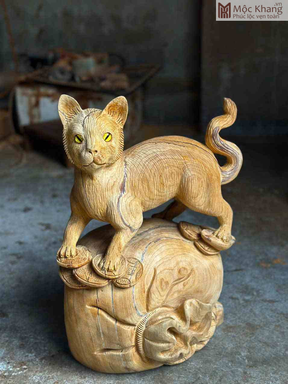 Tượng Mèo Gỗ Ngọc Am - Mộc Khang