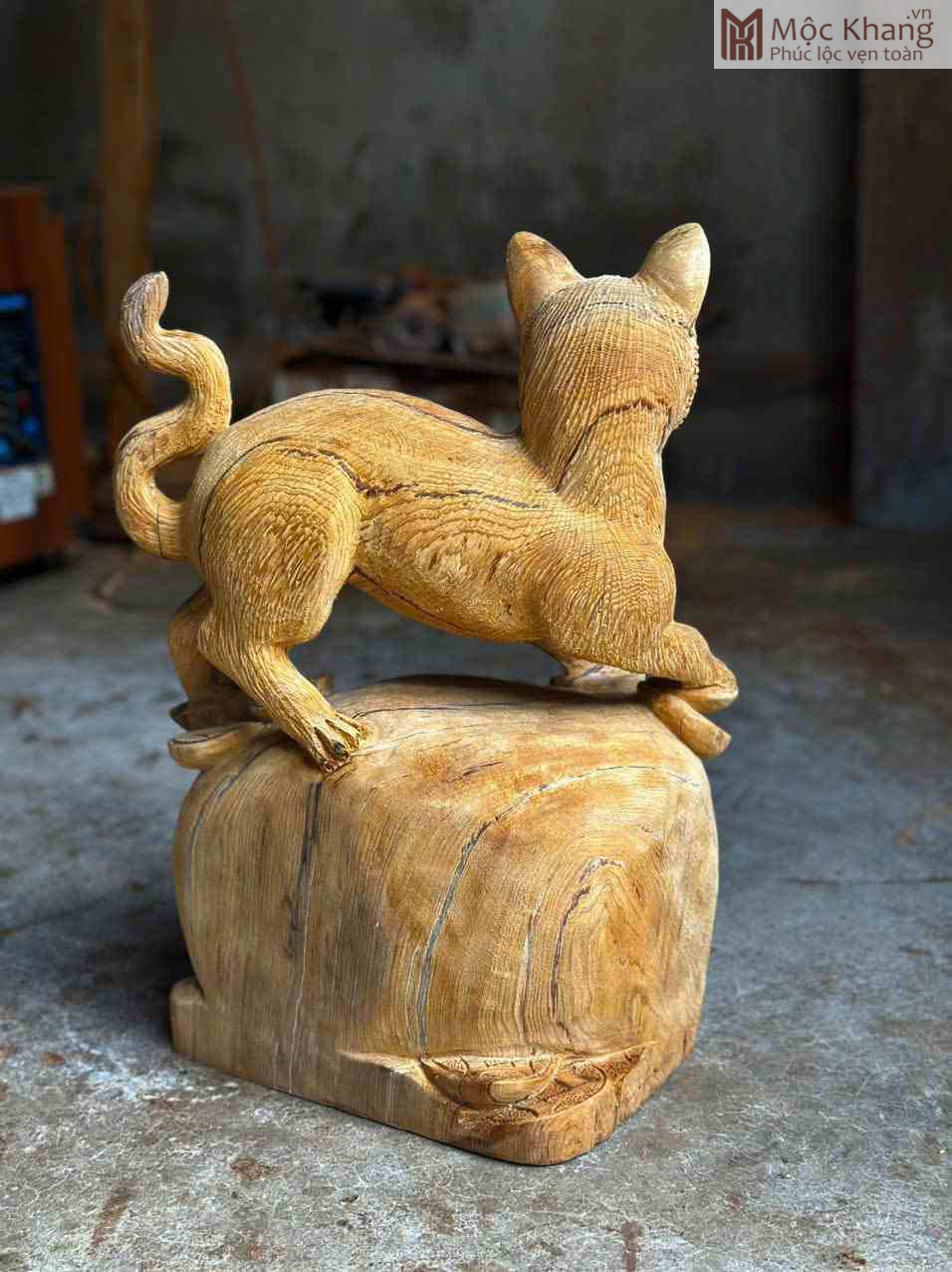 Tượng Mèo Gỗ Ngọc Am - Mộc Khang