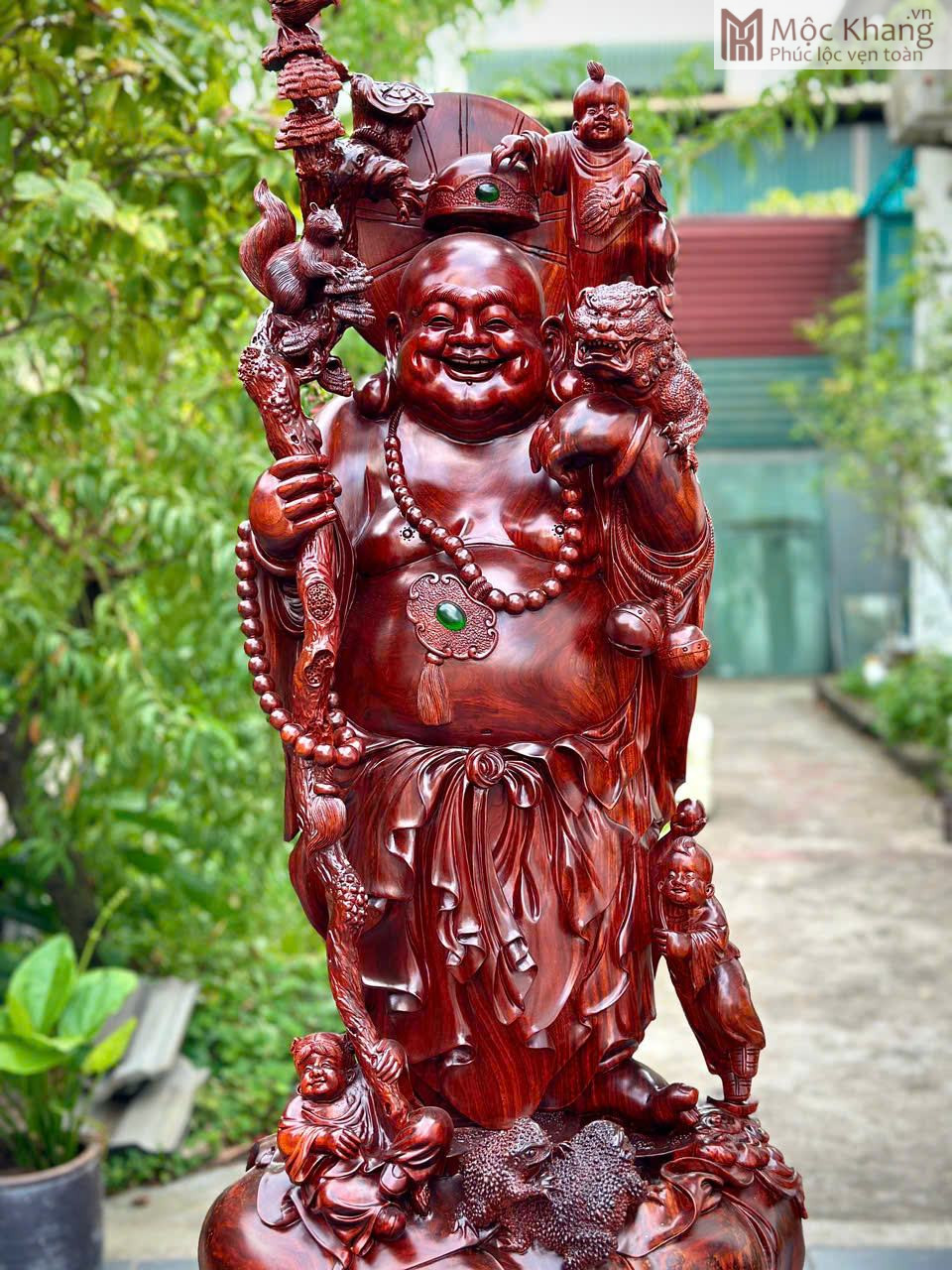 Tượng Phật Di Lặc Tam Phúc Gỗ Nu Tử Đàn Cao 124 (cm) - Mộc Khang