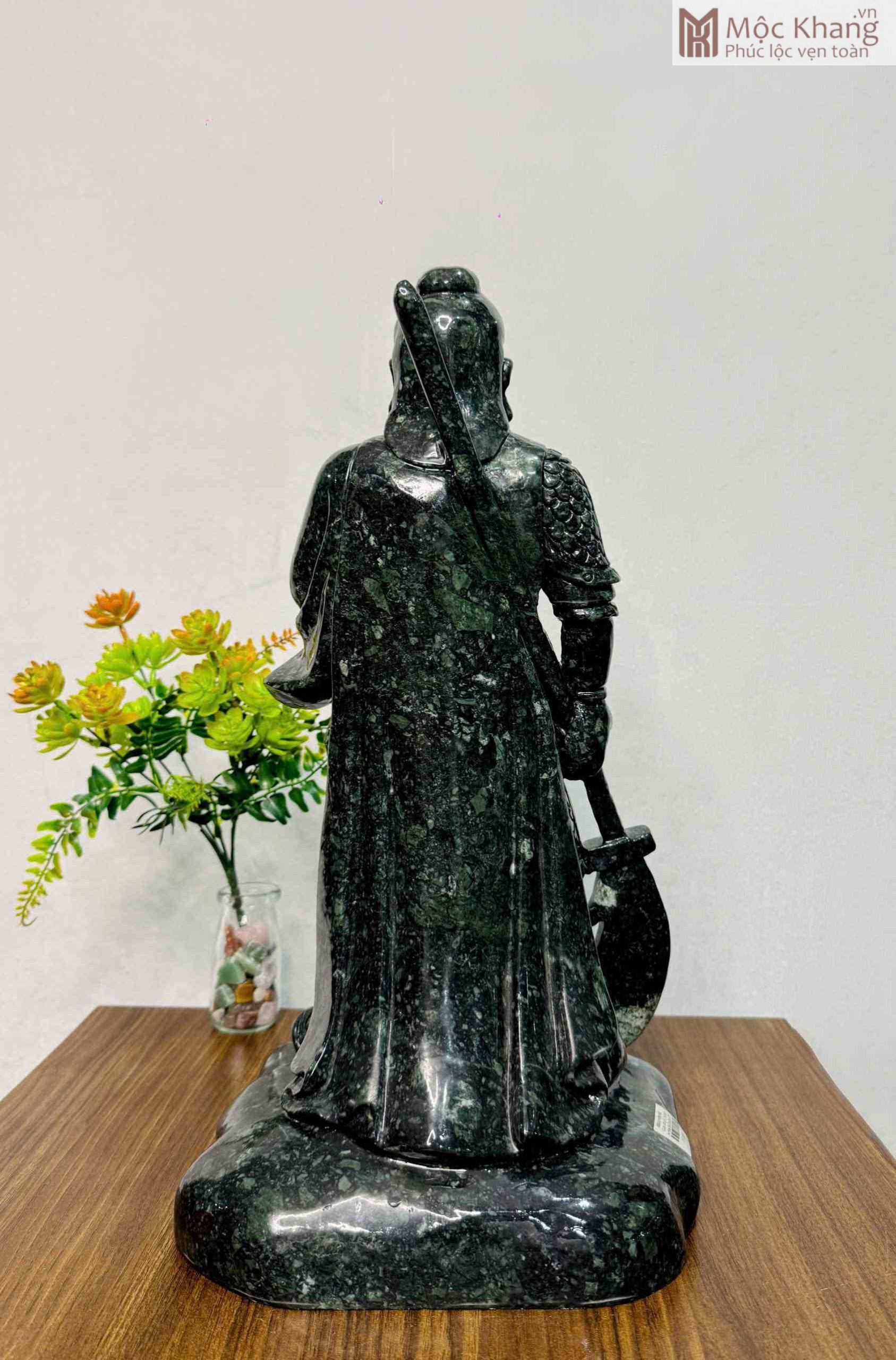 Tượng Quan Công Đá Serpentine Đen Cao 48 (cm) - Mộc Khang