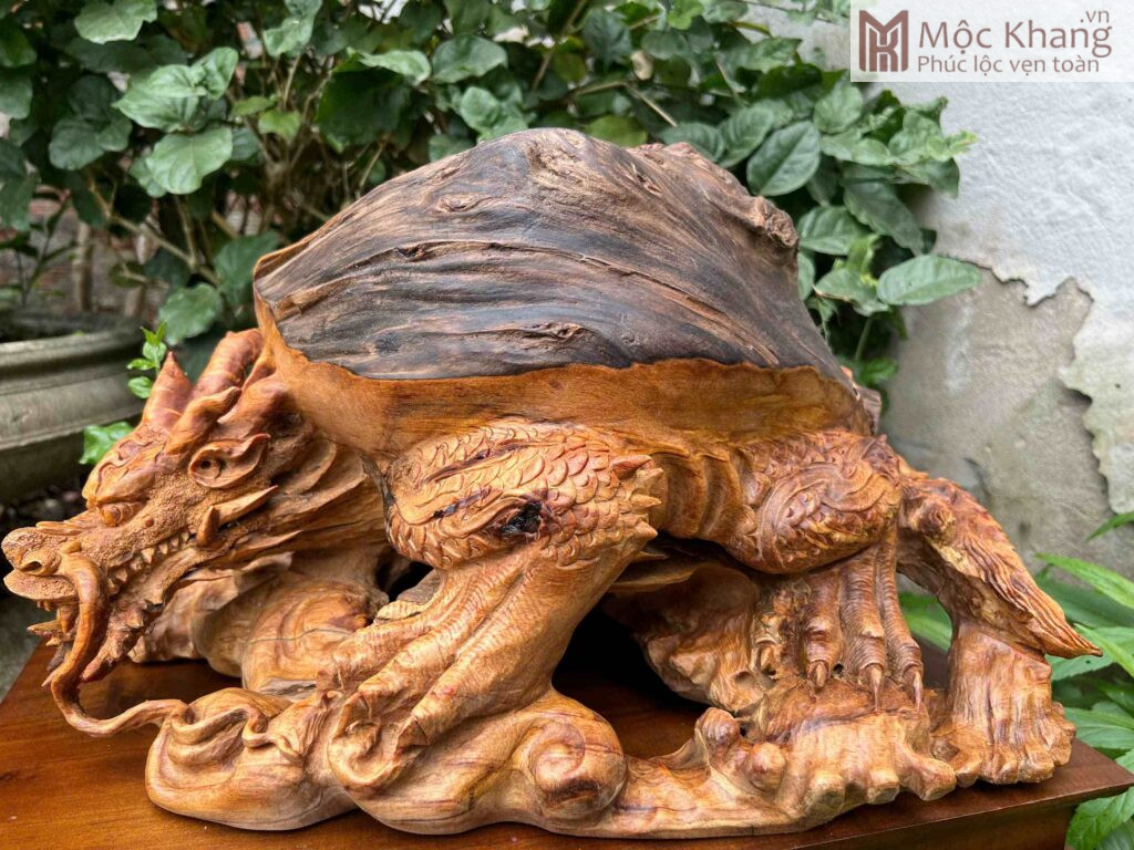 Tượng Long Quy Gỗ Pơ Mu Ngang 45 (cm) - Mộc Khang